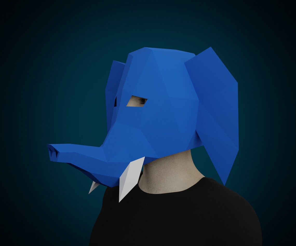 PAPERCRAFT MASK ELEPHANT: Cartoon 3D Animal Head Diy Adult | Etsy