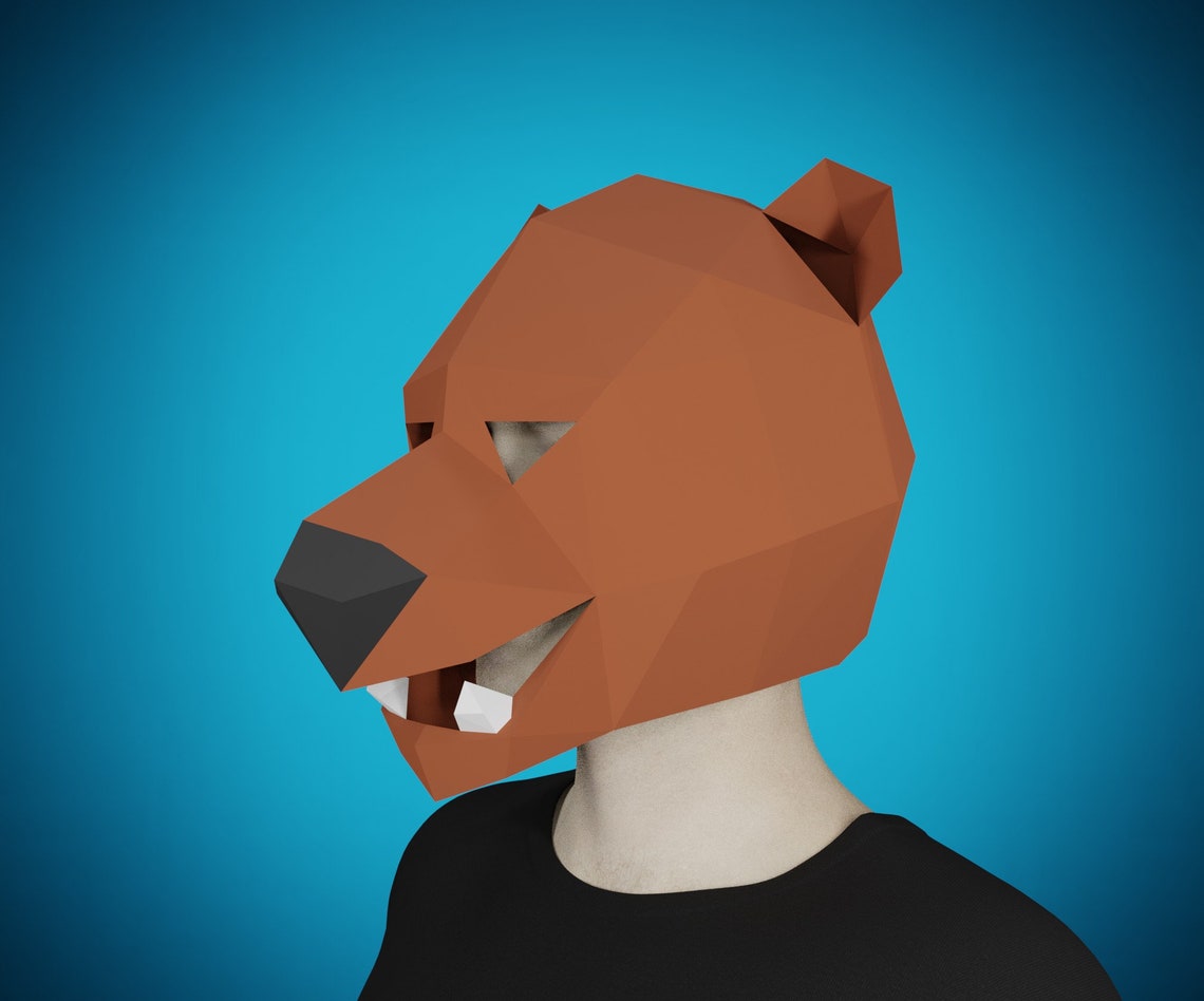 BEAR MASK Papercraft Template PDF Diy Animal Mask Paper - Etsy Canada