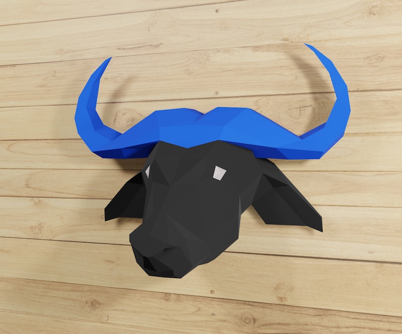 ANIMAL HEAD PAPERCRAFT Affrican Buffalo 3d Diy Wall Decor | Etsy