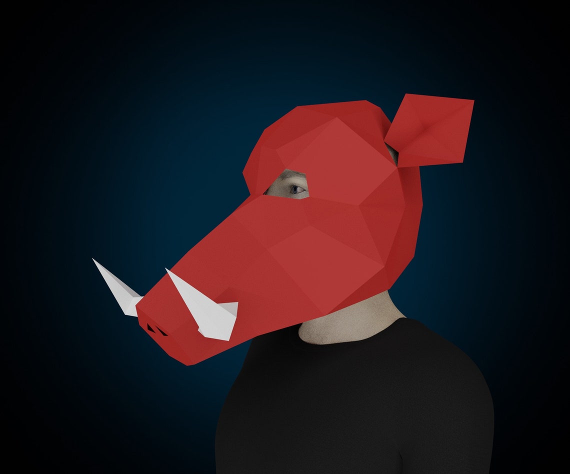 WARTHOG Boar Pig MASK PAPERCRAFT, 3d Template, Diy Printable Craft ...