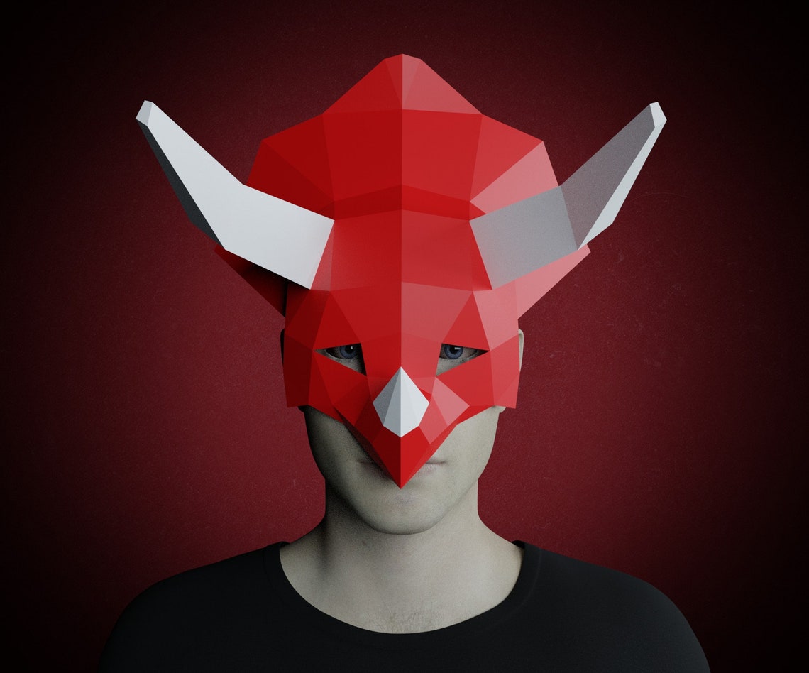 Triceratops Half MASK PAPERCRAFT 3d DIY Masquerade Mask for | Etsy