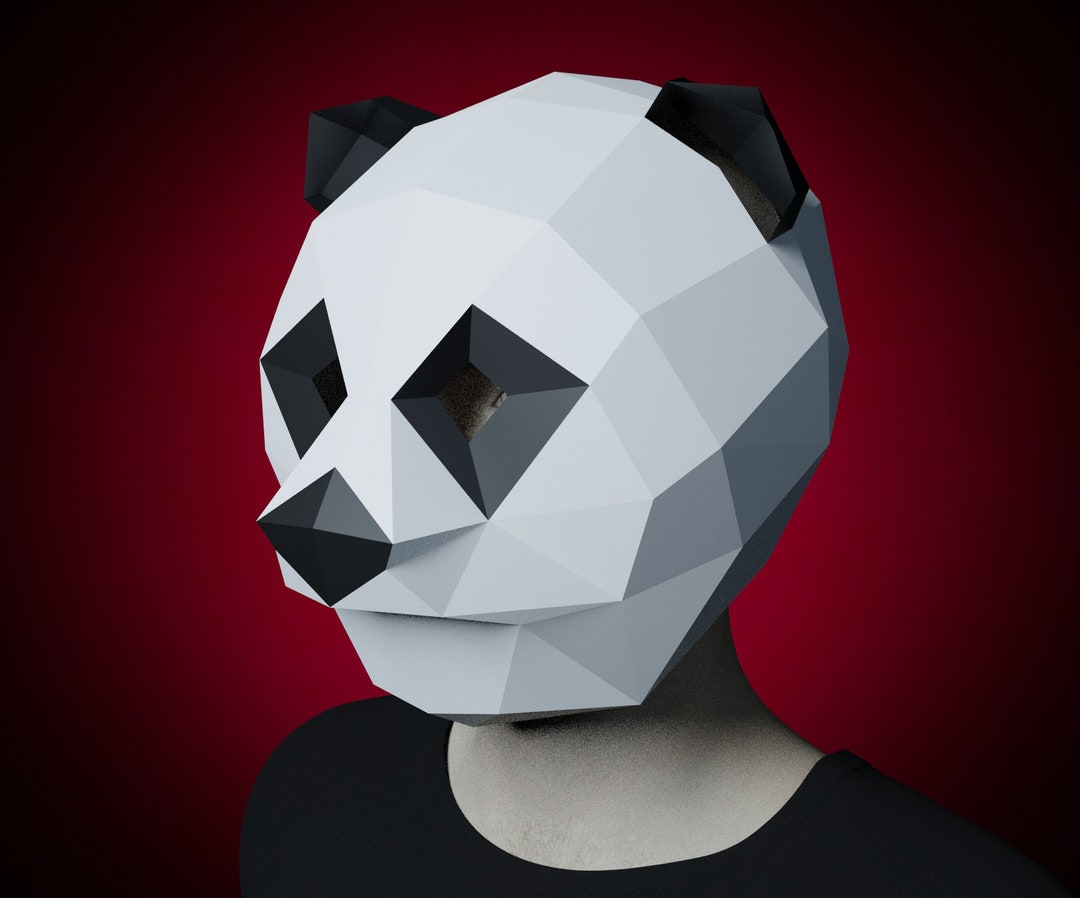 PANDA MASK PAPERCRAFT Template Pdf, Make Your Own 3D Costume for a ...