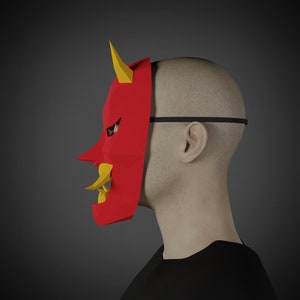 Oni PAPERCRAFT MASK Japanese Hannya DEMON , Printable Pattern Template ...