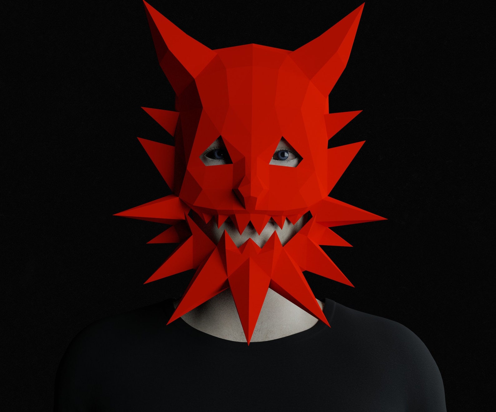 PAPERCRAFT MASK Japanese DEMON Printable Pattern Template | Etsy