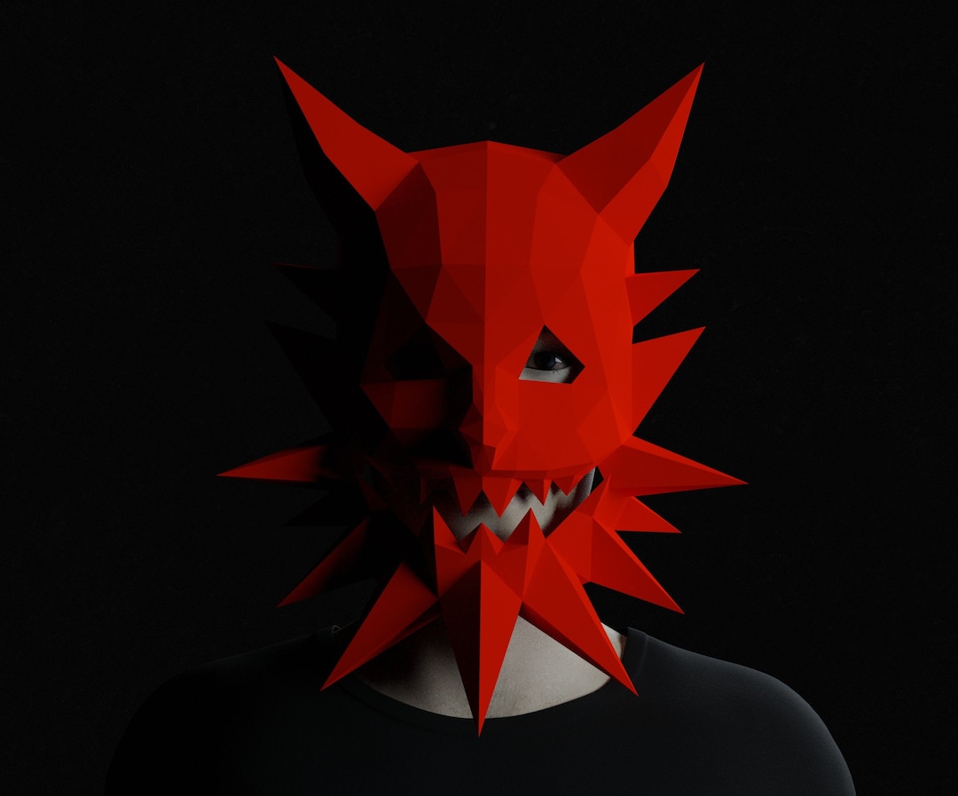 PAPERCRAFT MASK Japanese DEMON , Printable Pattern Template, 3d Puzzle ...