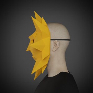 SUN MASK PAPERCRAFT Template, Printable Pdf Pattern for 3D Low Poly ...