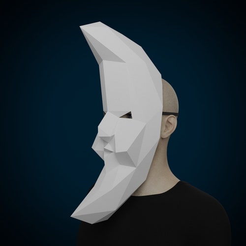 MOON MASK PAPERCRAFT Template Printable Pdf Pattern for 3D - Etsy