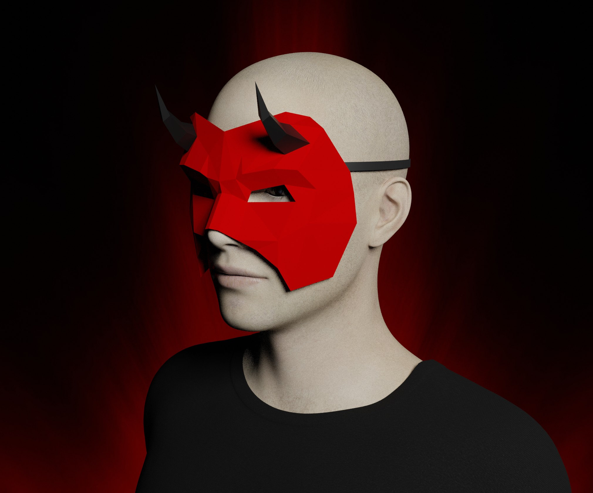Devil Half-mask PAPERCRAFT 3d DIY Masquerade Ball Mask for - Etsy