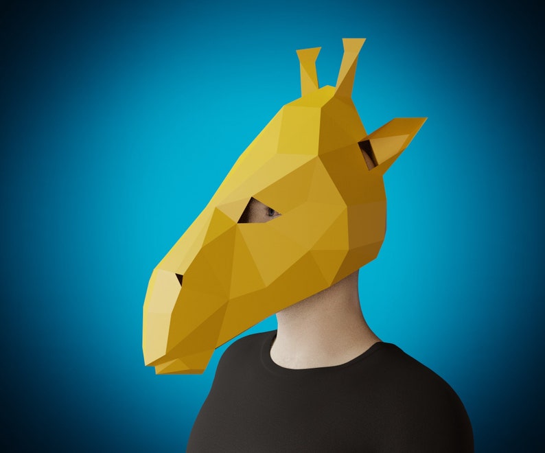 Giraffe MASK Papercraft Template Pdf, DIY 3D ANIMAL Mask Adult ...