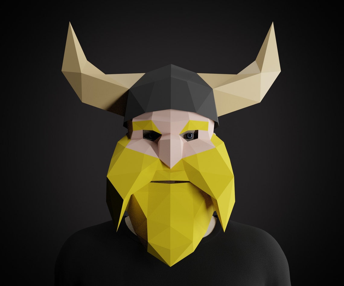 Viking Helmet V2 face PAPERCRAFT MASK 3D TEMPLATE diy | Etsy