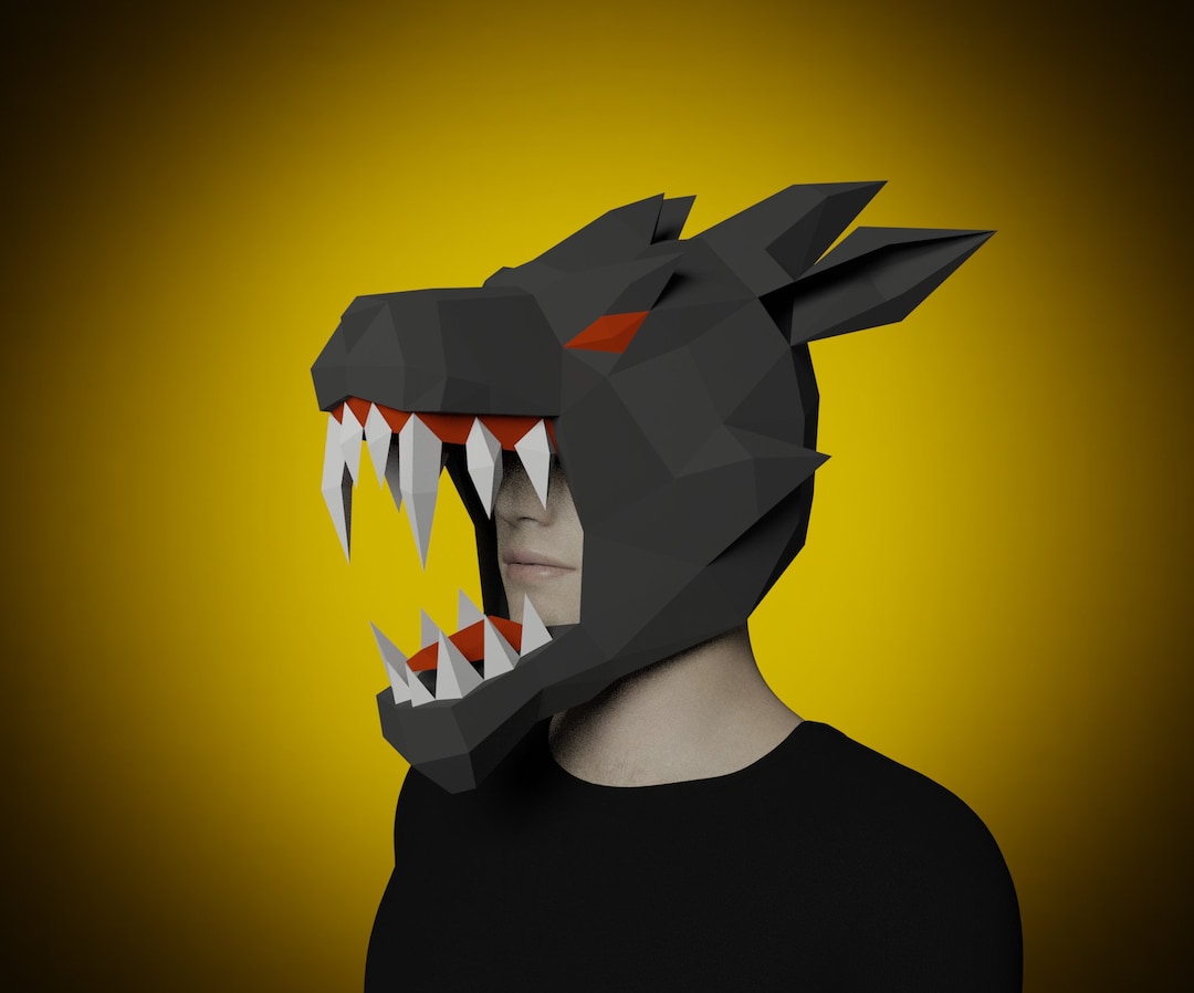 Wild WOLF MASK PAPERCRAFT Template, 3d Model Pattern for Halloween ...