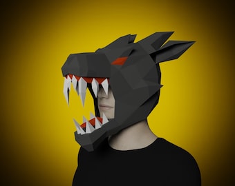 Papercraft WOLF Mask Animal 3D Low Poly Paper Mask DIY Cosplay - Etsy ...