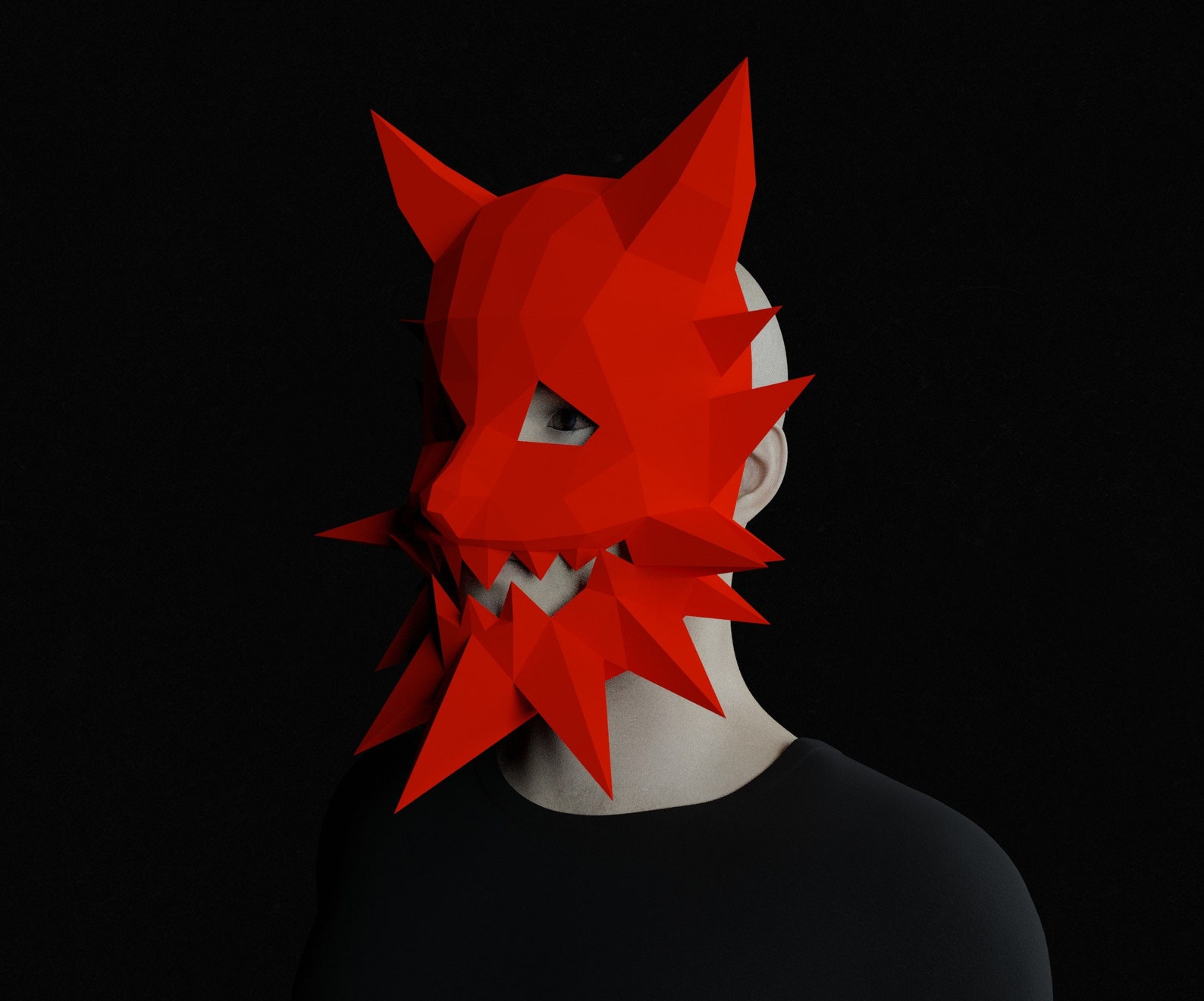 PAPERCRAFT MASK Japanese DEMON Printable Pattern Template | Etsy