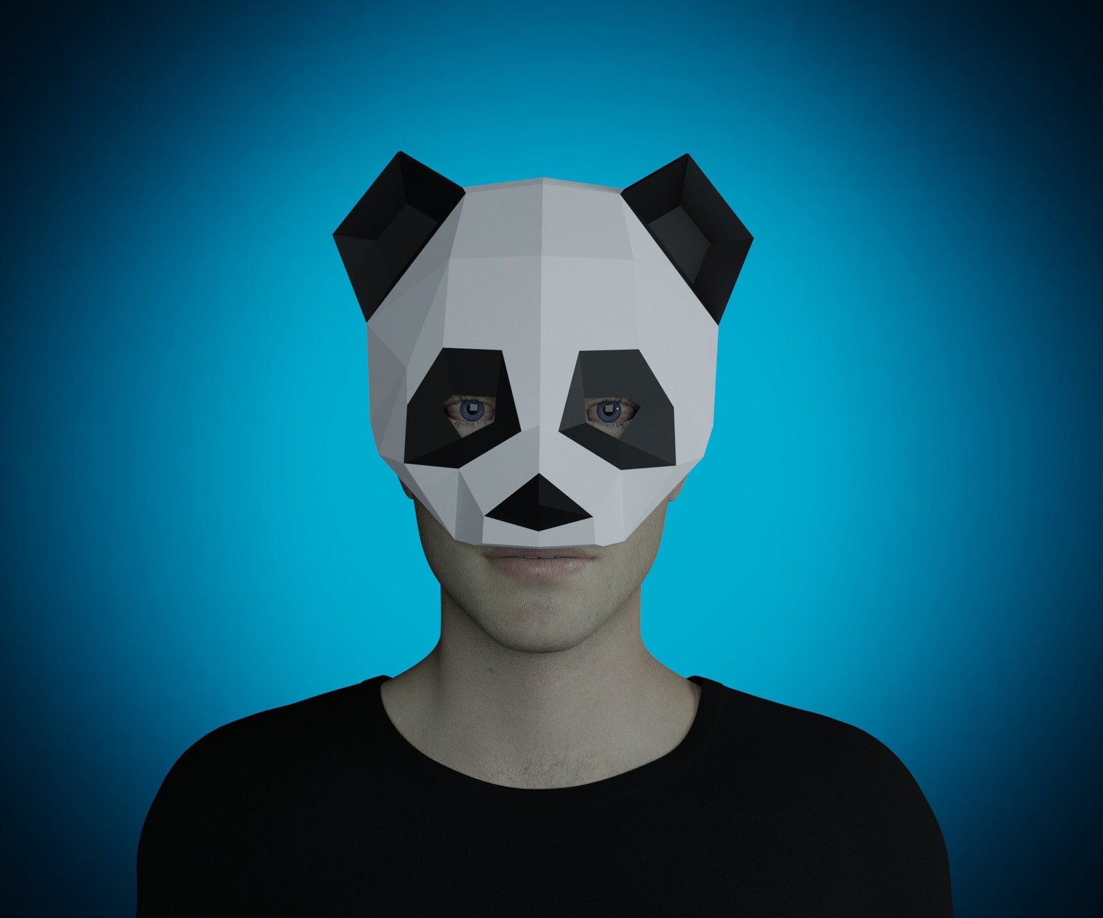 Simple PANDA HALF MASK, Papercraft Template Pdf, Make Your Own Costume ...