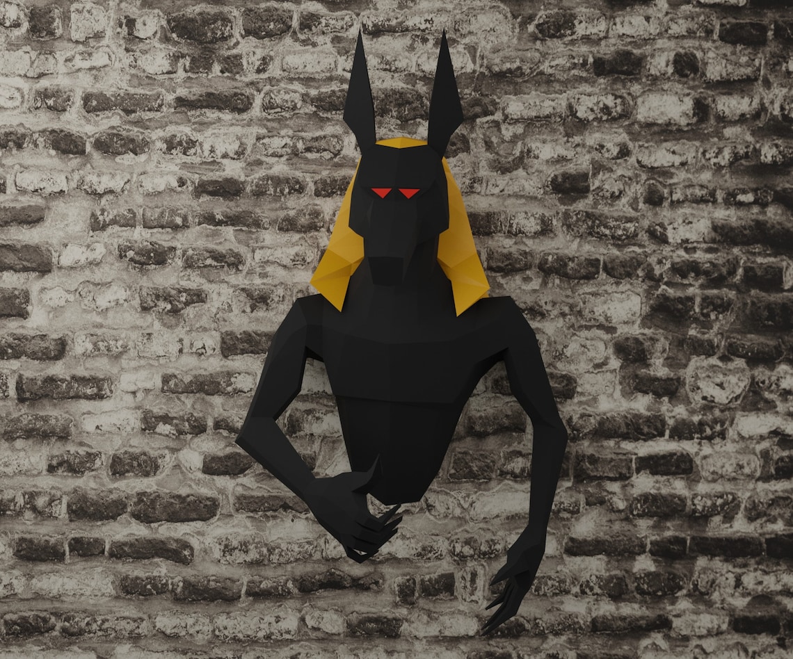 PAPERCRAFT 3D WALL DECOR Anubis God, Printable Pdf Template Pattern ...