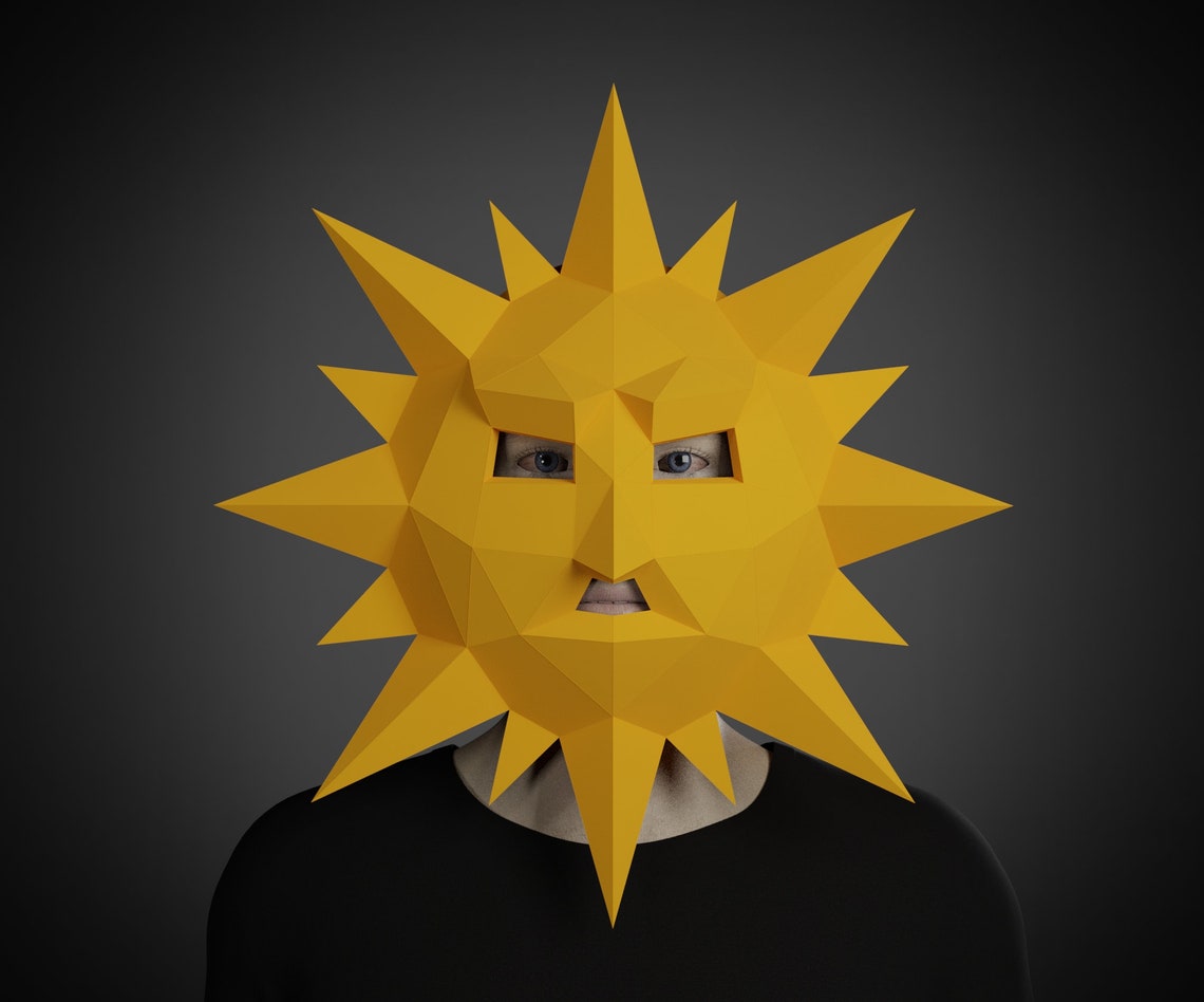 SUN MASK PAPERCRAFT Template Printable Pdf Pattern for 3D Low - Etsy Canada