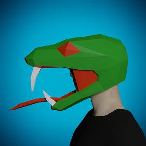 SNAKE MASK PAPERCRAFT- 3D Serpent Costume, Printable Diy Template Pdf ...