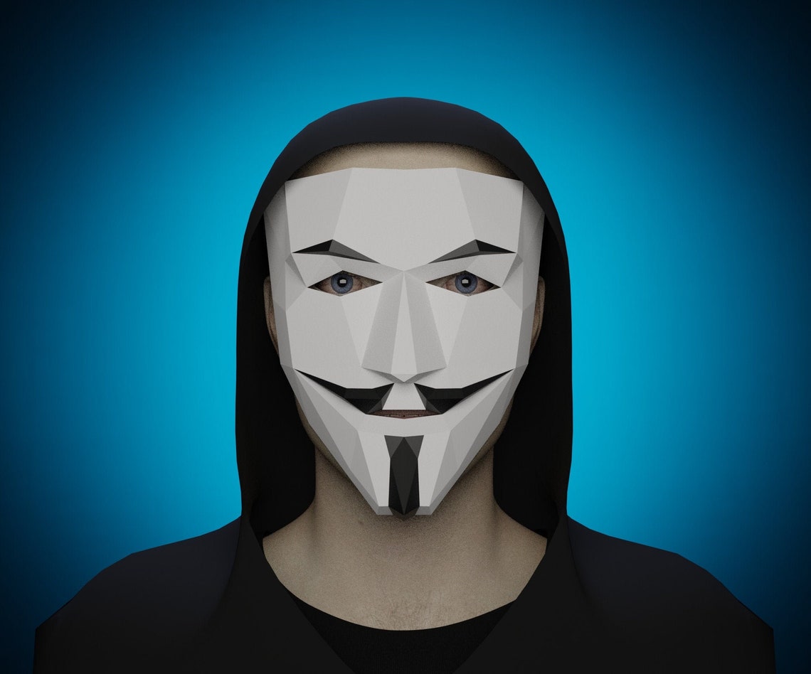 Anonymous Low Poly MASK PAPERCRAFT, HACKER Guy Fawkes Vendetta Diy ...
