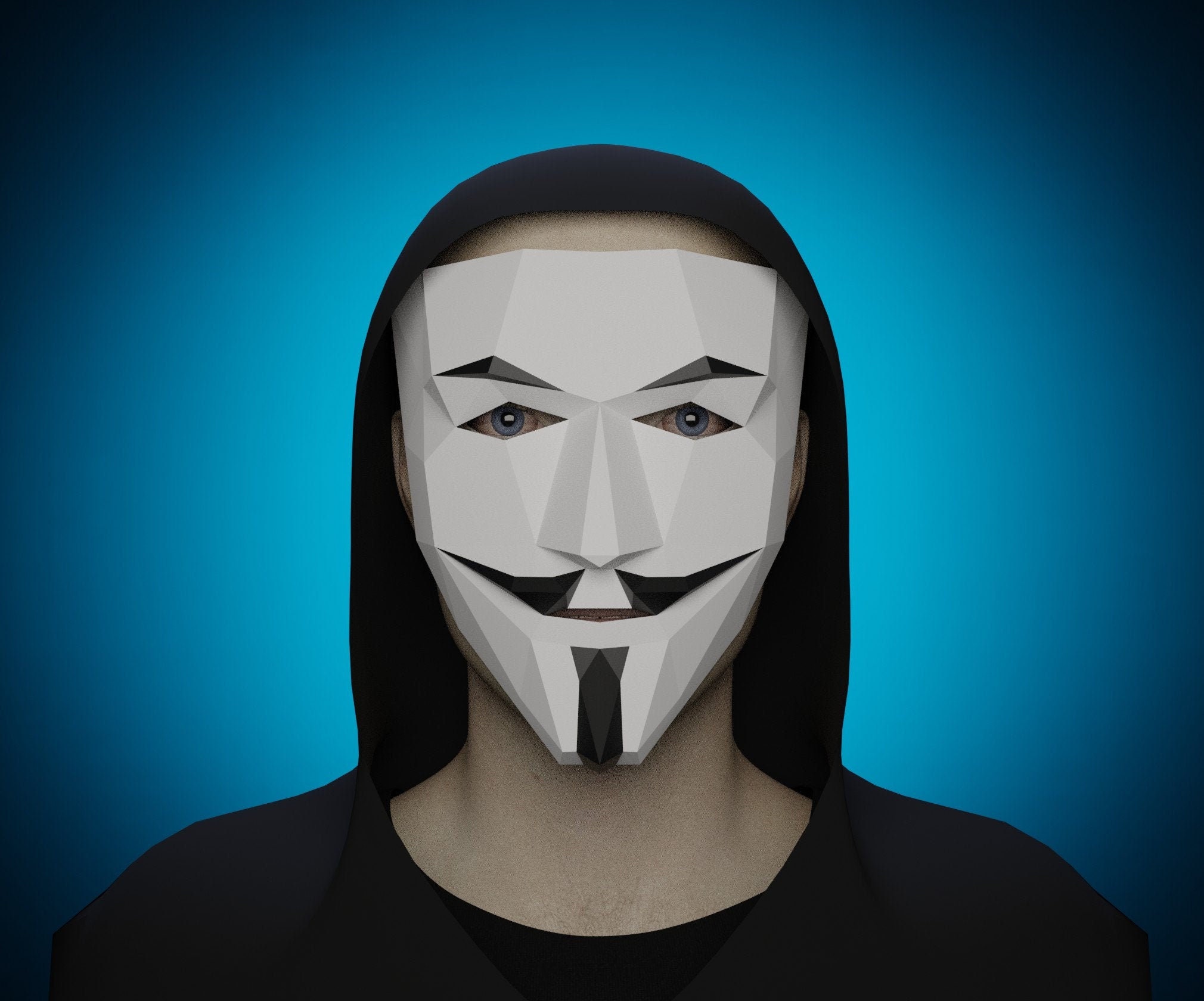 Anonymous Low Poly MASK PAPERCRAFT HACKER Guy Fawkes Vendetta | Etsy