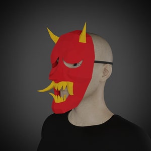 Oni PAPERCRAFT MASK Japanese Hannya DEMON , Printable Pattern Template ...