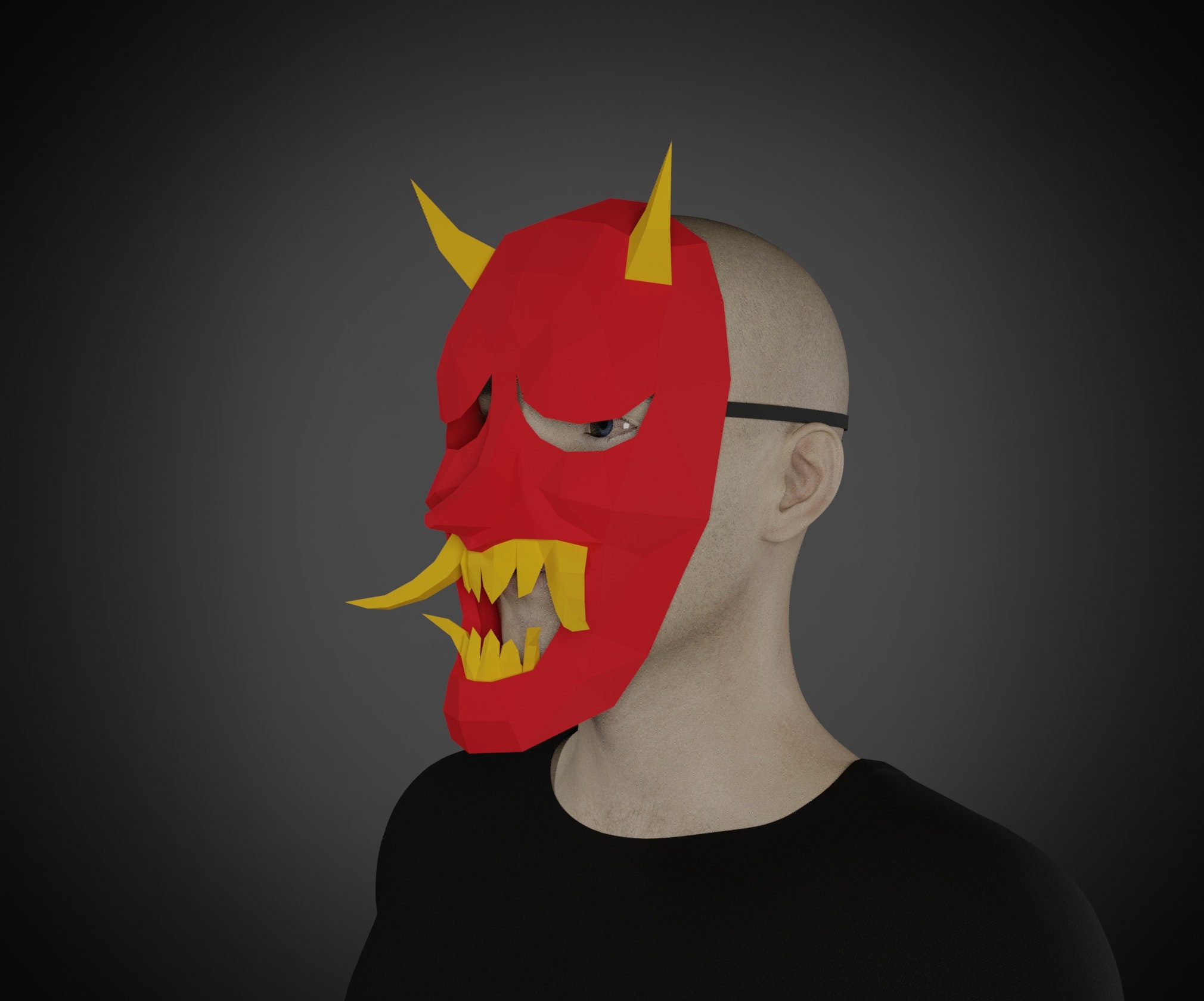 Oni PAPERCRAFT MASK Japanese Hannya DEMON Printable Pattern - Etsy Hong ...