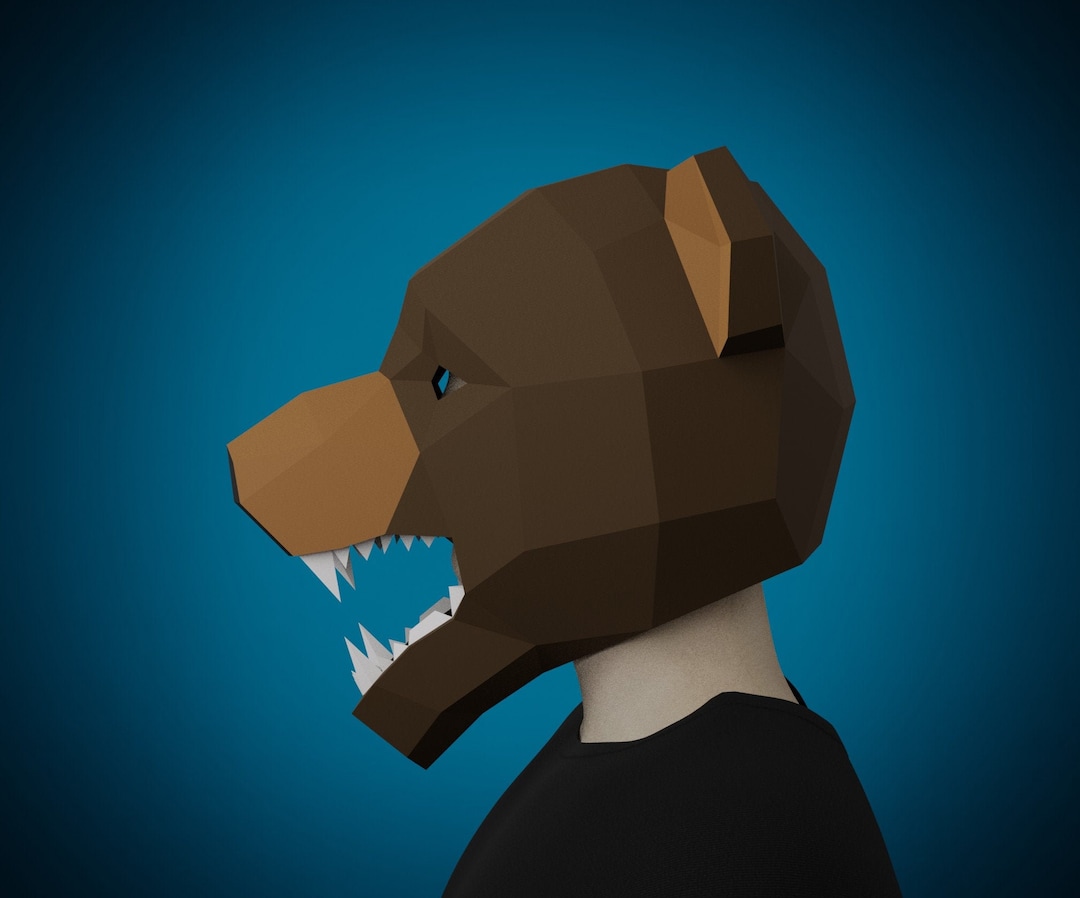 PAPERCRAFT MASK Bear Template PDF, Diy Animal Mask, Paper Craft for ...