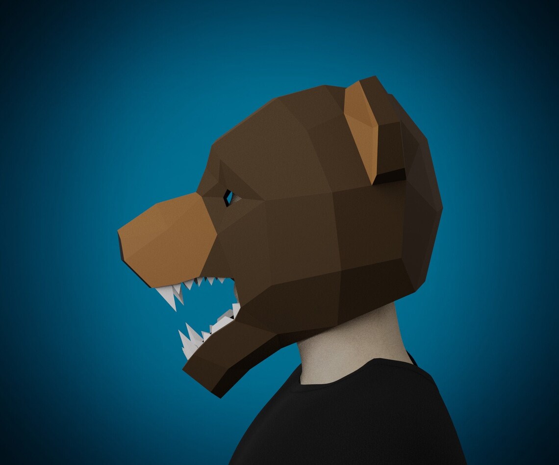 PAPERCRAFT MASK Bear Template PDF, Diy Animal Mask, Paper Craft for ...