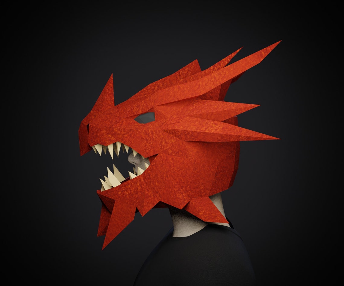 PAPERCRAFT MASK DRAGON Pdf Printable Pattern Template - Etsy Canada