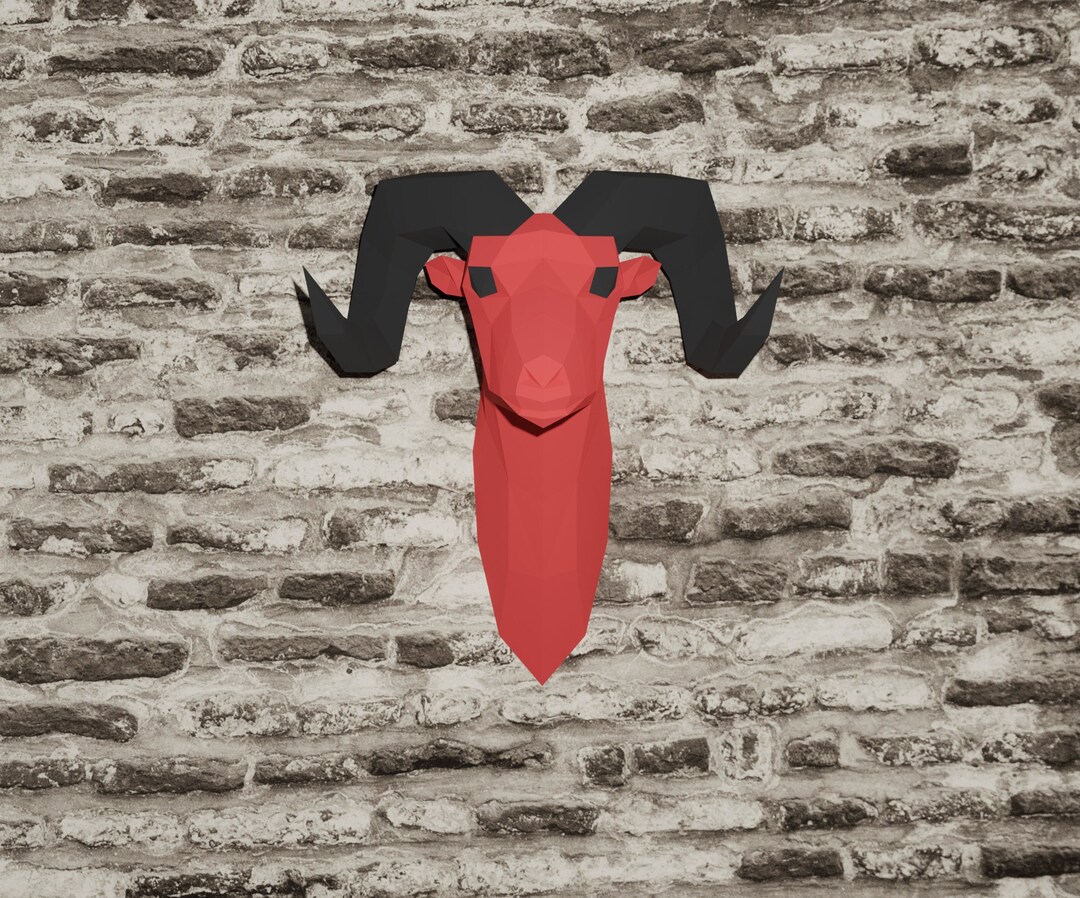 PAPERCRAFT 3D WALL DECOR Ram Head, Printable Pdf Template Pattern, Xxl ...