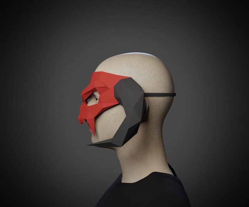 PAPERCRAFT MASK Demon SKULL, Half Mask With Horns, Paper Craft 3D ...