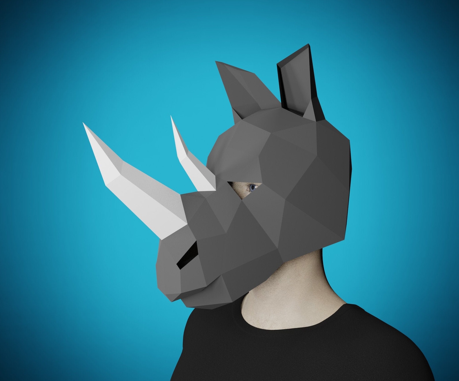PAPERCRAFT MASK RHINO, 3D Animal Head Diy Adult Paper Craft Pattern ...