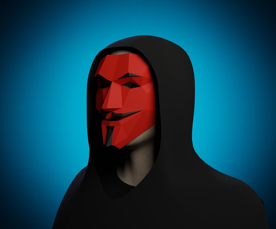 Anonymous Low Poly MASK PAPERCRAFT, HACKER Guy Fawkes Vendetta Diy ...