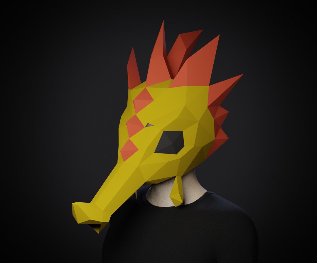 SEAHORSE MASK PAPERCRAFT, 3d Paper Craft Mask Template Pdf, Pepakura ...