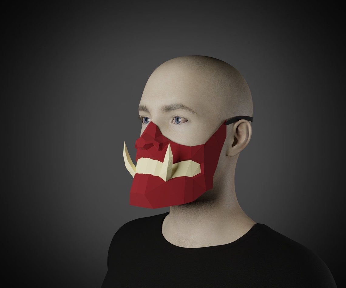 PAPERCRAFT Oni Demon Samurai FACEMASK 3D Paper Costume | Etsy