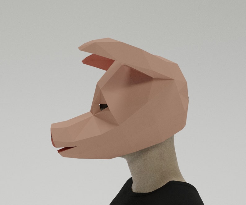 3D PAPERCRAFT PIG MASK Template Pdf Animal Diy Craft | Etsy