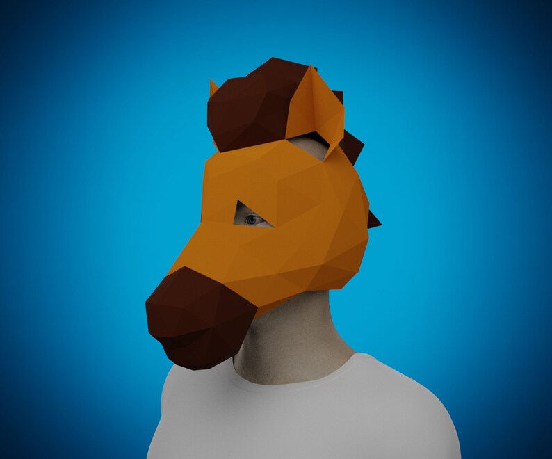 HORSE MASK Papercraft PDF Template, Diy Animal Mask, Halloween Costume ...