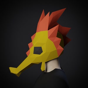 SEAHORSE MASK PAPERCRAFT, 3d Paper Craft Mask Template Pdf, Pepakura ...