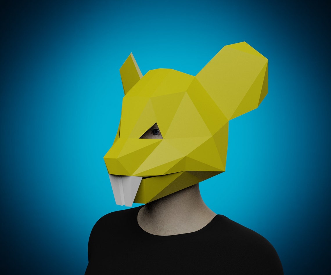 MOUSE MASK PAPERCRAFT 3D Template, Diy Adult Craft, Make Your Own Low ...