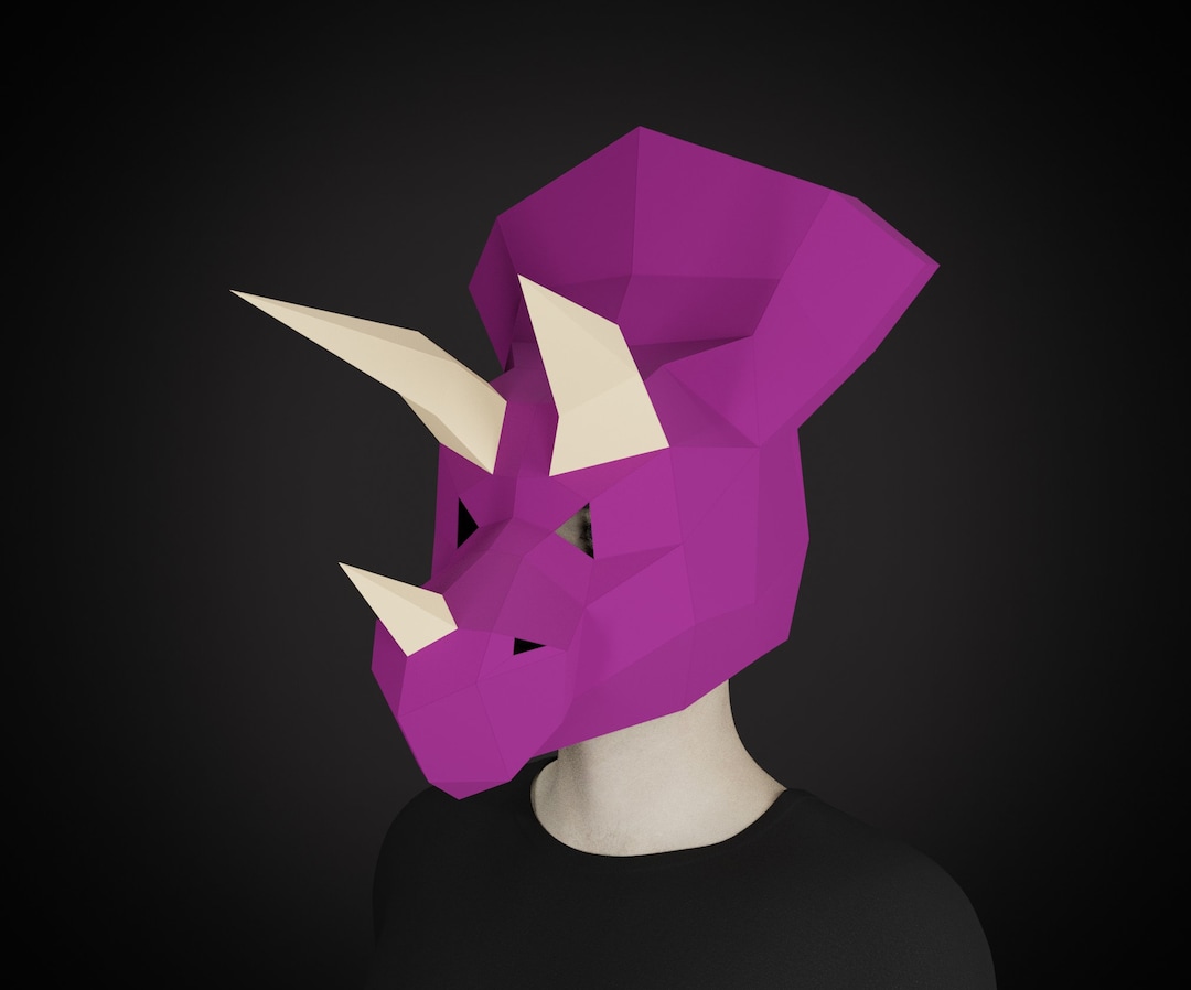 TRICERATOPS MASK PAPERCRAFT 3D, Diy Dinosaur Mask for Men, Pdf ...