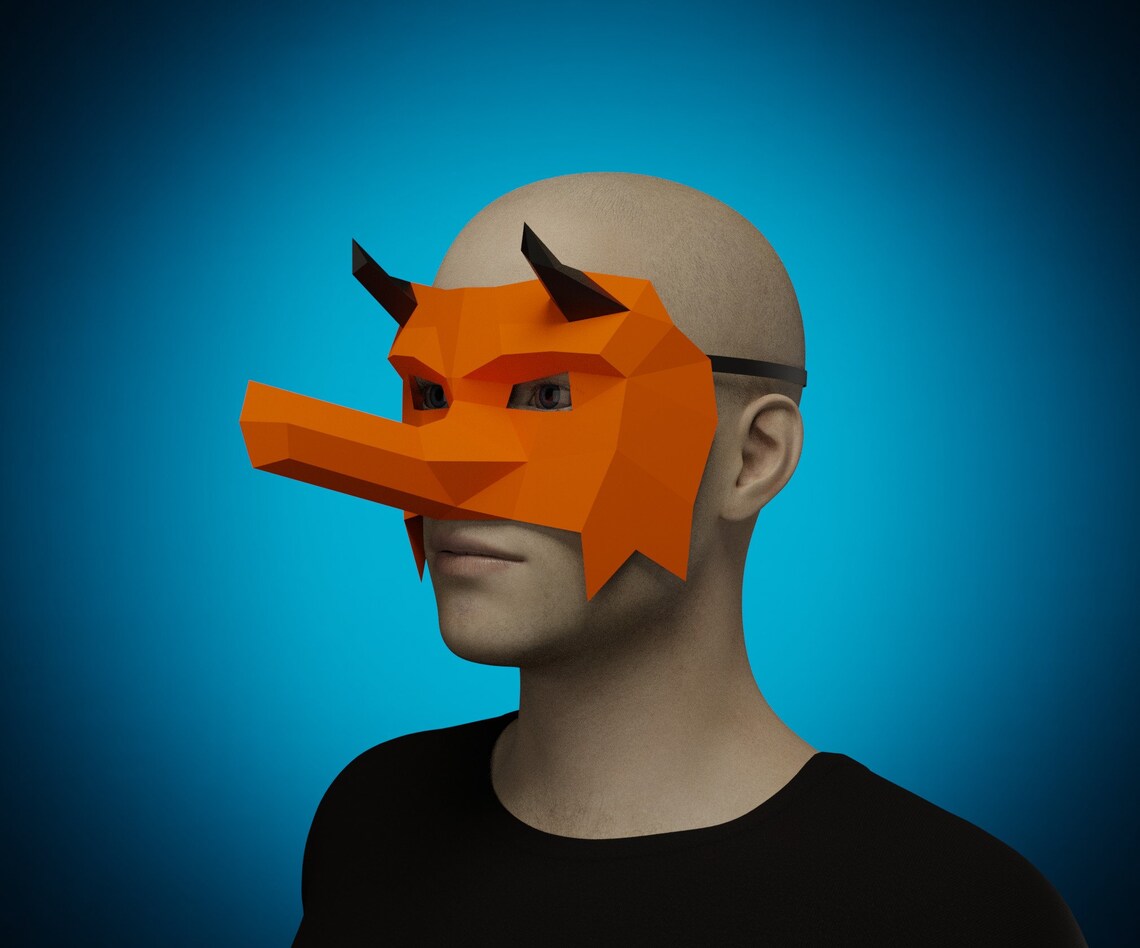 Devil Half-mask PAPERCRAFT 3d DIY Masquerade Ball Mask for | Etsy