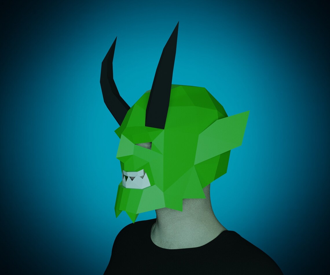 PAPERCRAFT MASK Demon Printable Pattern Template 3d - Etsy