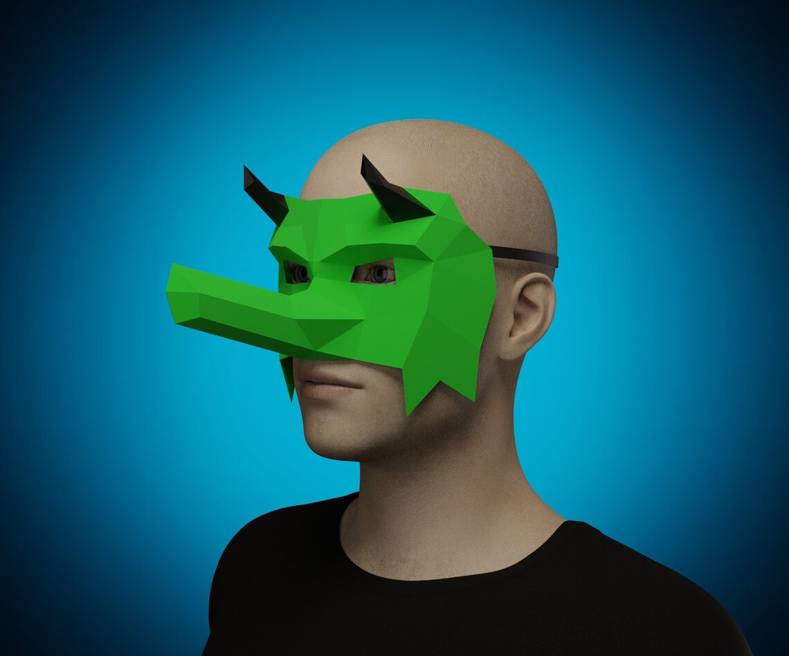 Devil Half-mask PAPERCRAFT 3d DIY Masquerade Ball Mask for | Etsy