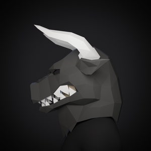 PAPERCRAFT MASK 3D MINOTAUR Template, Diy Animal Costume, Low Poly Bull ...