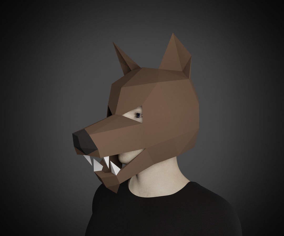 WOLF MASK PAPERCRAFT Template, 3d Model Pattern for Halloween Costume ...