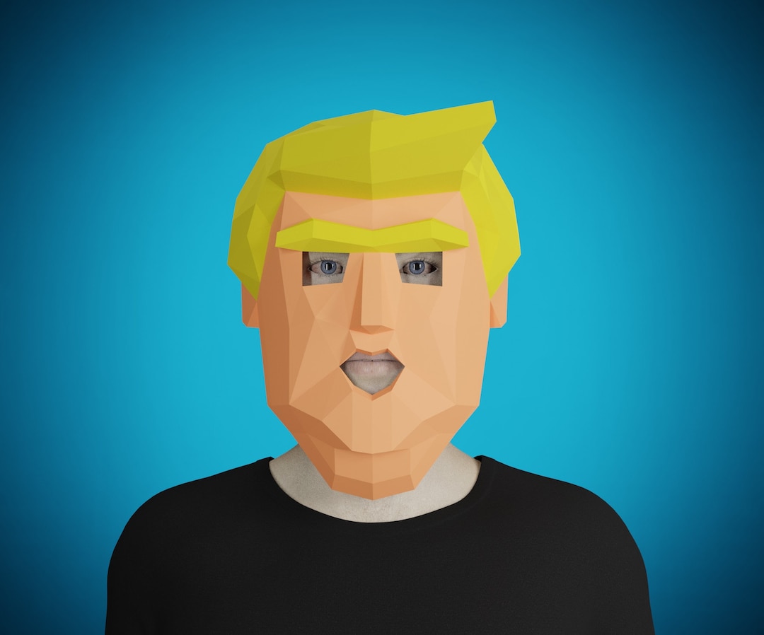 Low Poly TRUMP MASK PAPERCRAFT, 3D Polygonal Diy Masquerade Mask ...