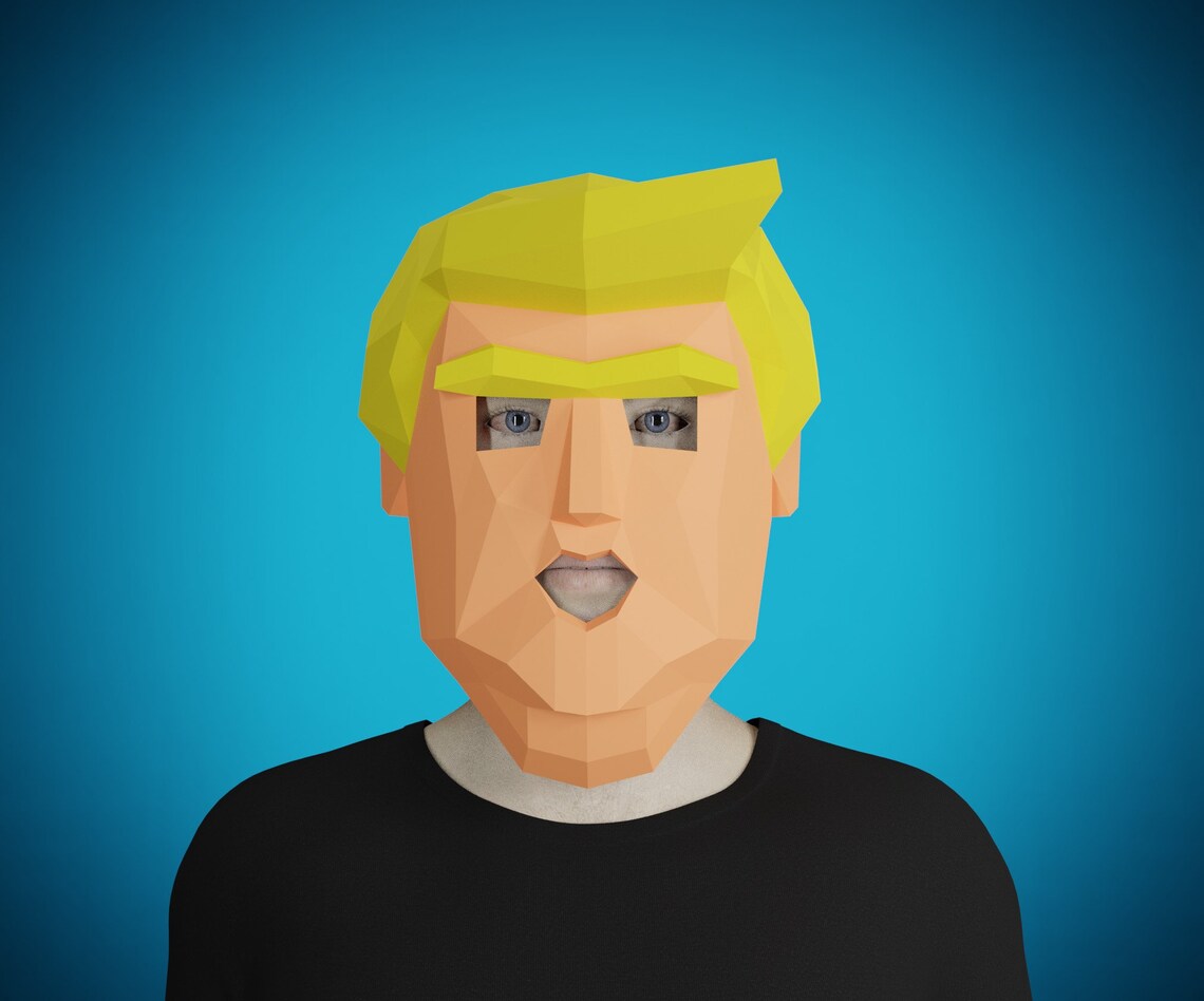 Low Poly TRUMP MASK PAPERCRAFT 3D Polygonal Diy Masquerade | Etsy