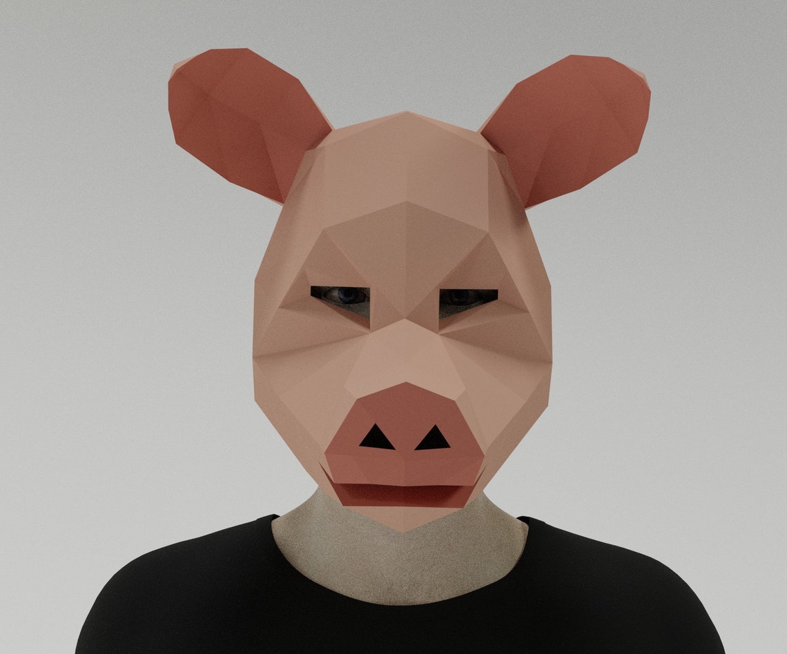 3D PAPERCRAFT PIG MASK Template Pdf Animal Diy Craft | Etsy