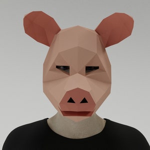 3D PAPERCRAFT PIG MASK Template Pdf, Animal Diy Craft - Printable ...