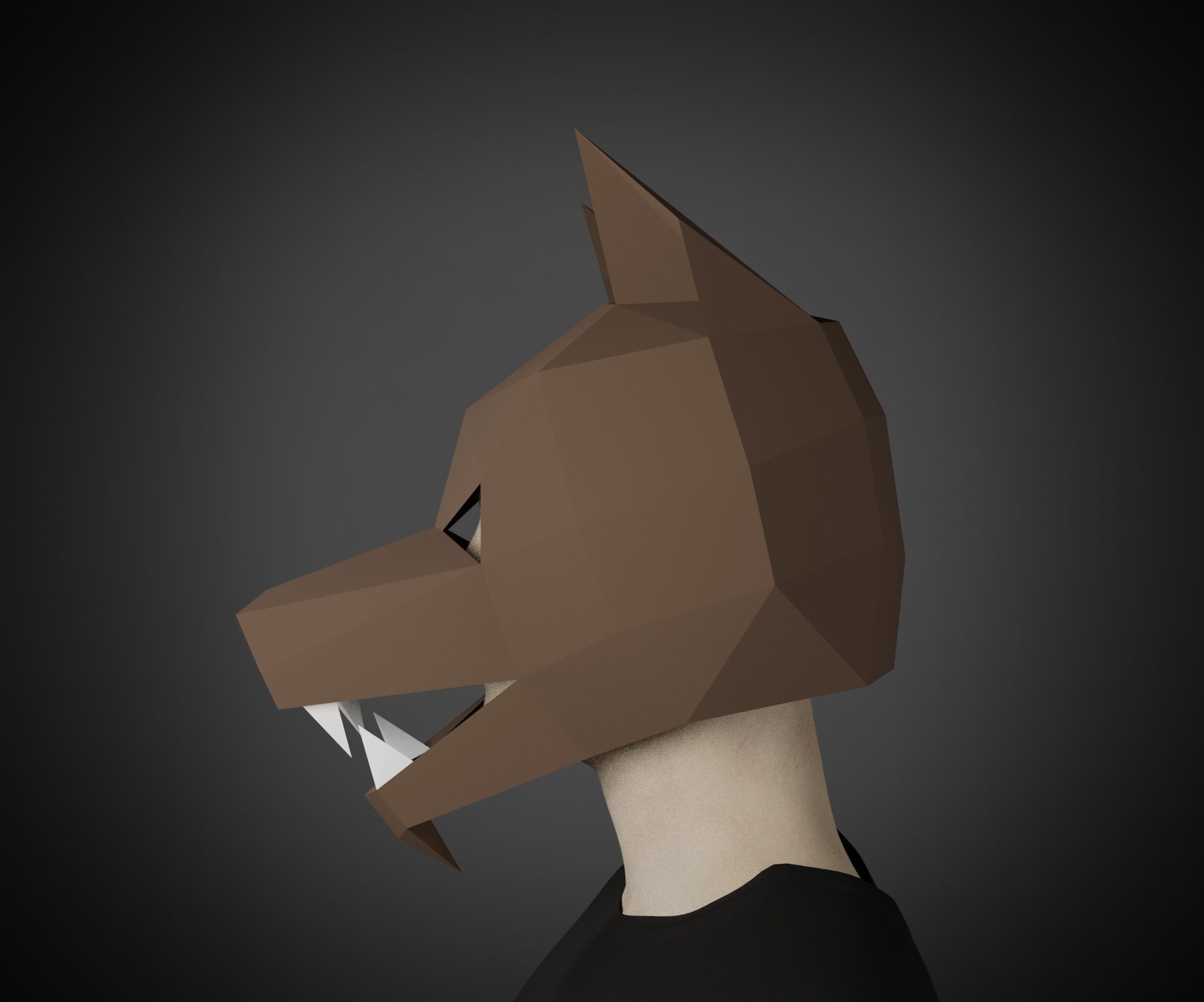 WOLF MASK PAPERCRAFT Template, 3d Model Pattern for Halloween Costume ...