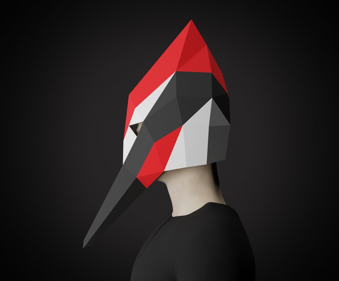 Woodpecker BIRD MASK PAPERCRAFT, Diy Animal Costume, Printable Template ...